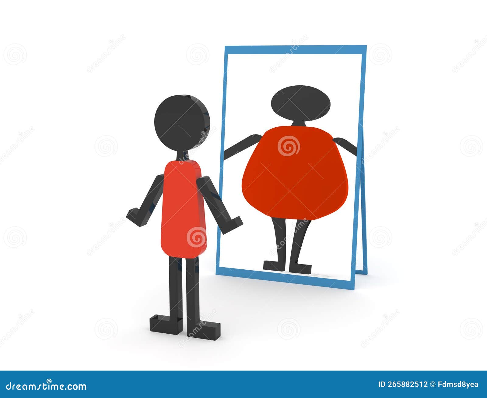 Character Standing in Front of a Distorted Mirror Stock Illustration ...