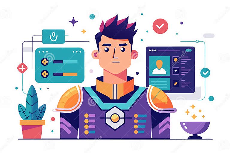 A Character Stands Confidently in a Vibrant Digital Space Showcasing ...