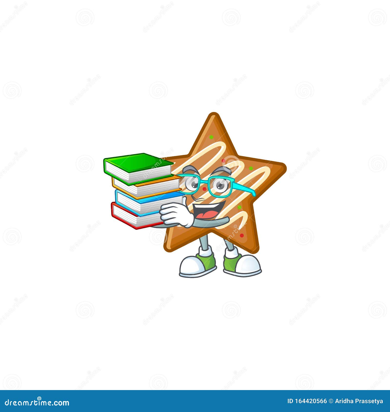 Character Student Bring Book in the Star Cookies Cartoon Stock Vector ...