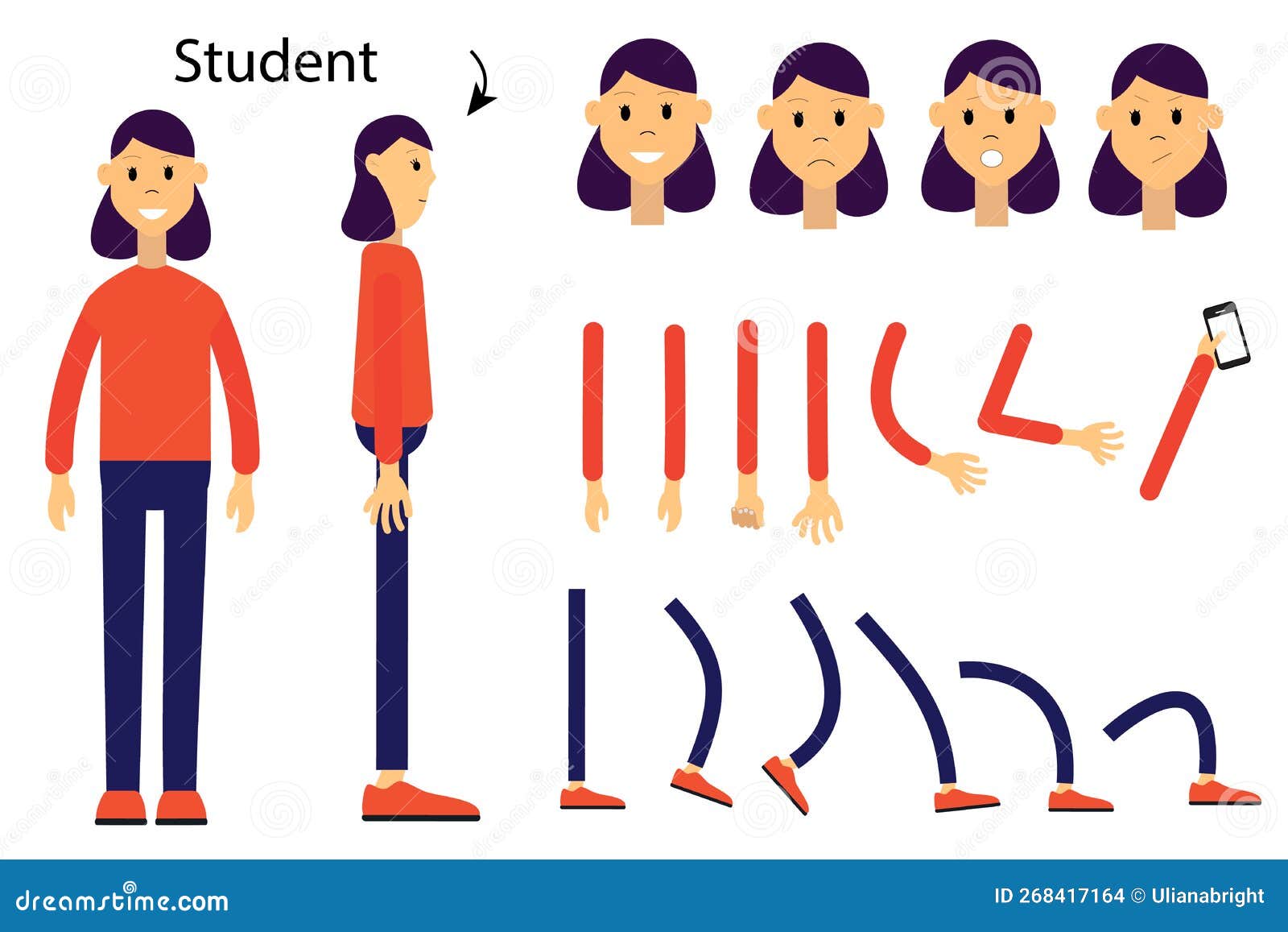The Character is a Student. Character for Animation. Vector ...