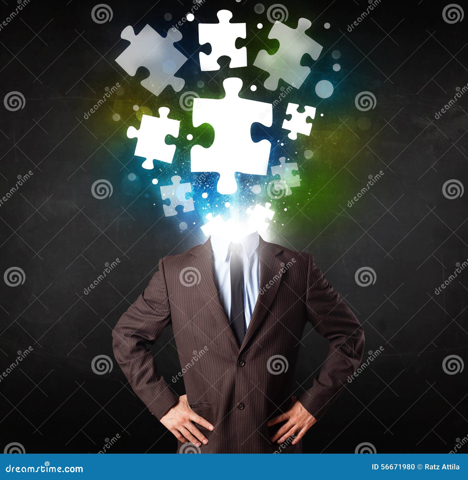 Character in Suit with Puzzle Head Concept Stock Illustration ...