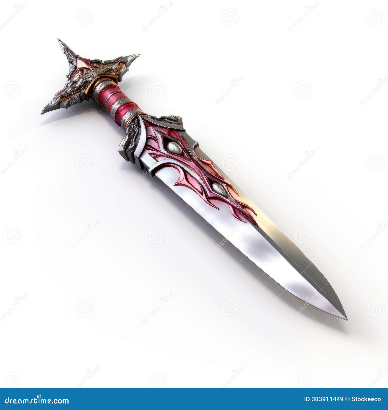Realistic Red and Black 3d Sword with Light Purple and White Style ...
