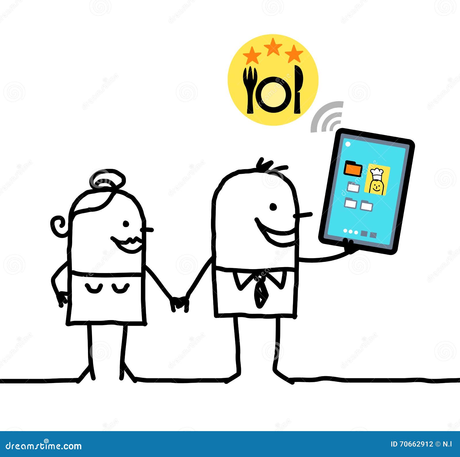 Character with Tablet - Restaurant Stock Vector - Illustration of ...