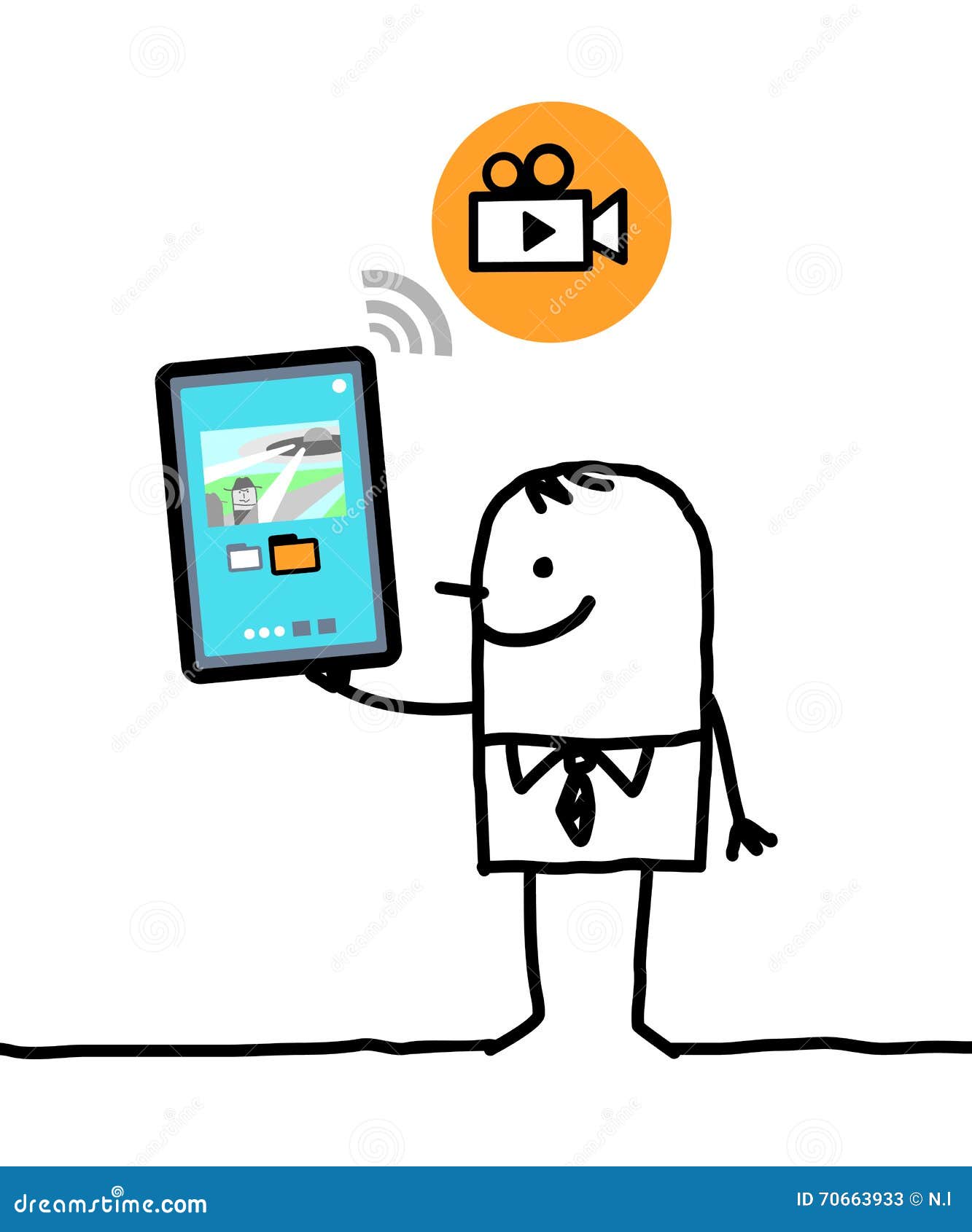 Character With Tablet - Video Stock Vector - Image: 70663933