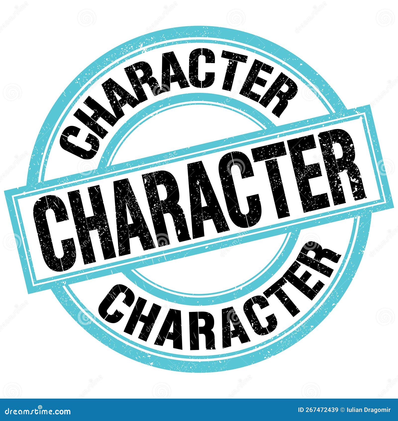 CHARACTER Text on Blue-black Round Stamp Sign Stock Illustration ...