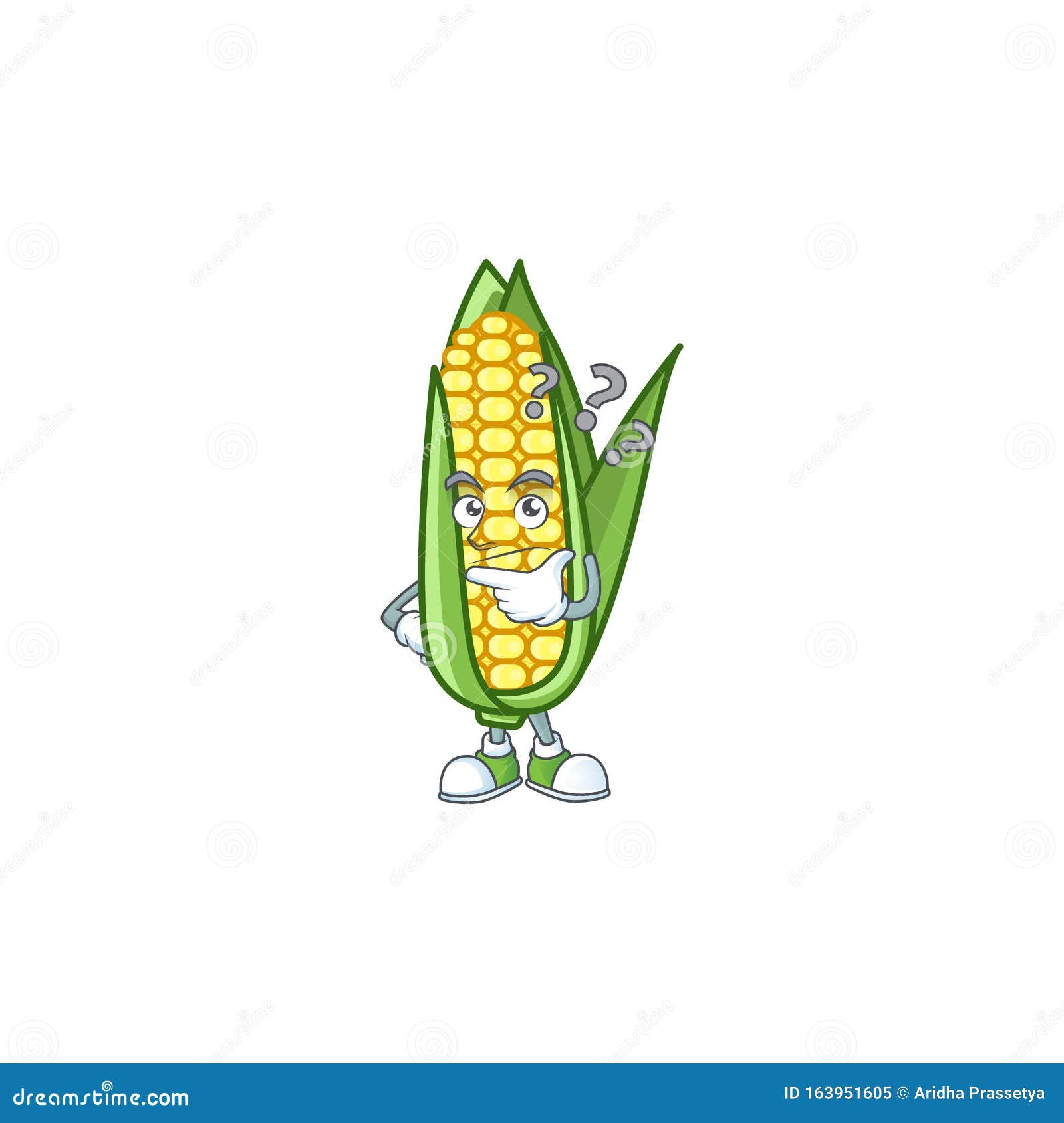 Character Thinking in the Cartoon a Corn Stock Vector - Illustration of ...