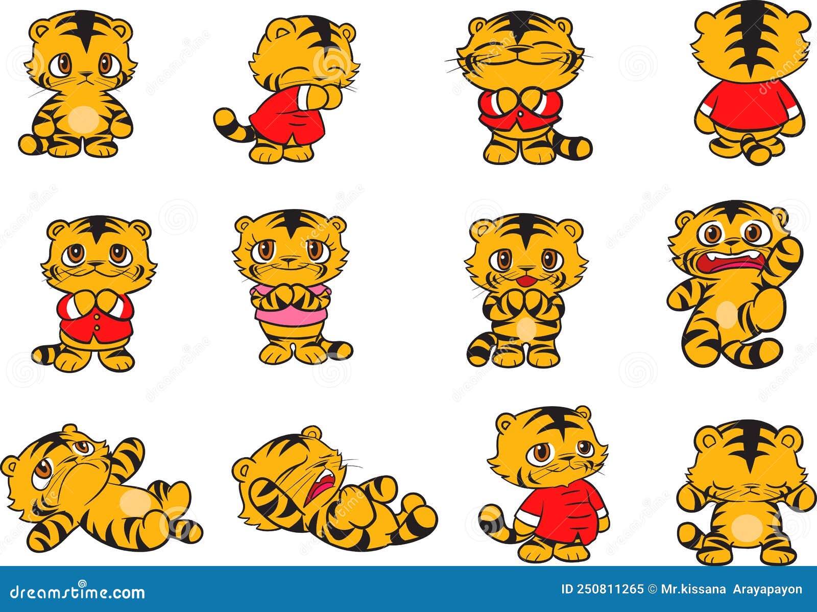 Character of the Tiger 3 stock vector. Illustration of cheerful - 250811265