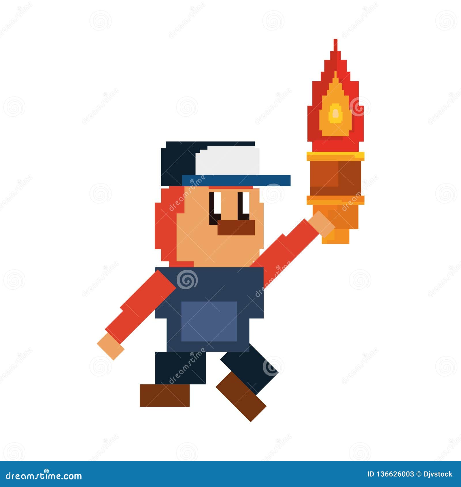 Torch Pixel Art Cartoon Vector | CartoonDealer.com #242194075