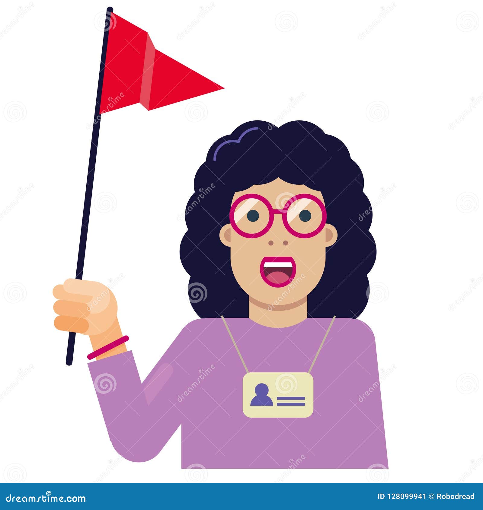 Tourist Guide Flat Icon with Red Flag Stock Vector - Illustration of ...