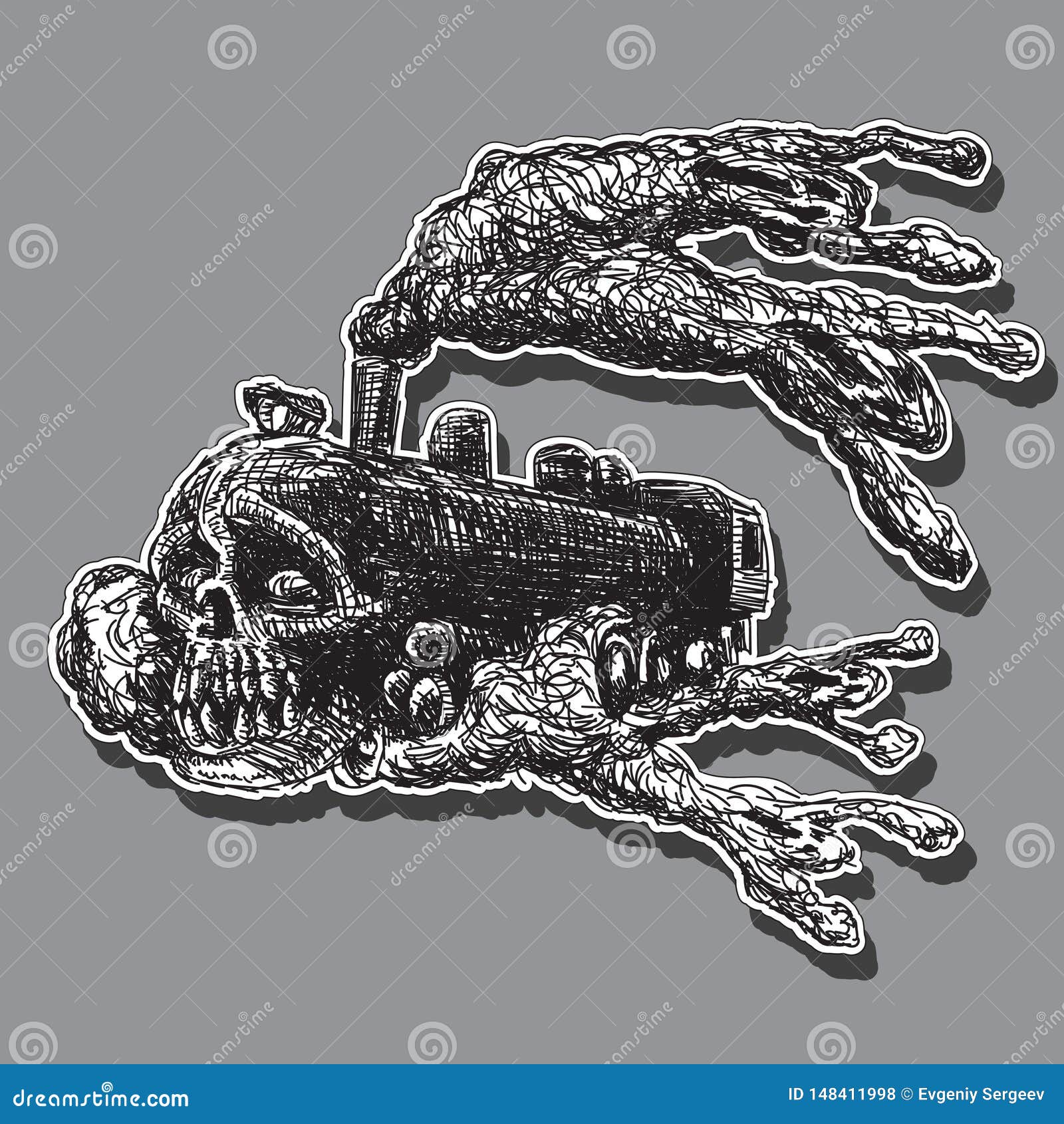 Character Train Ghost with Skull and Creepy Silhouettes in Smoke ...