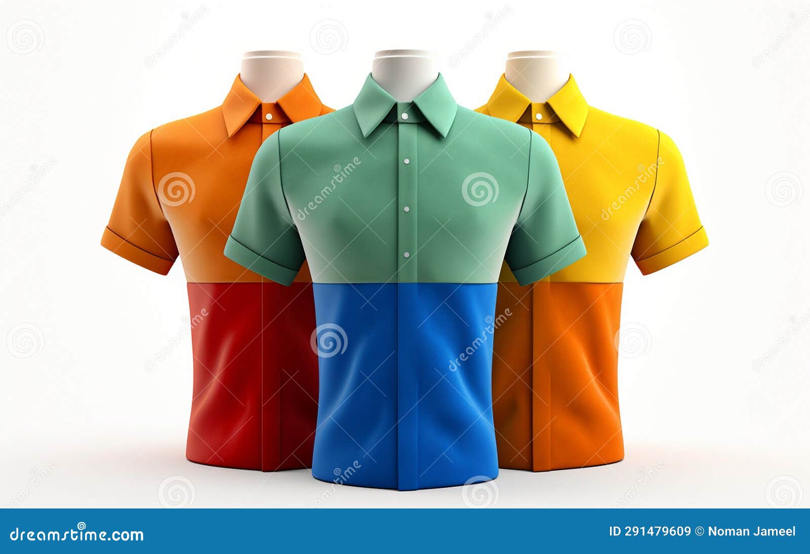 Character with Tri-Color Shirt Isolated on White - 3D Illustration ...