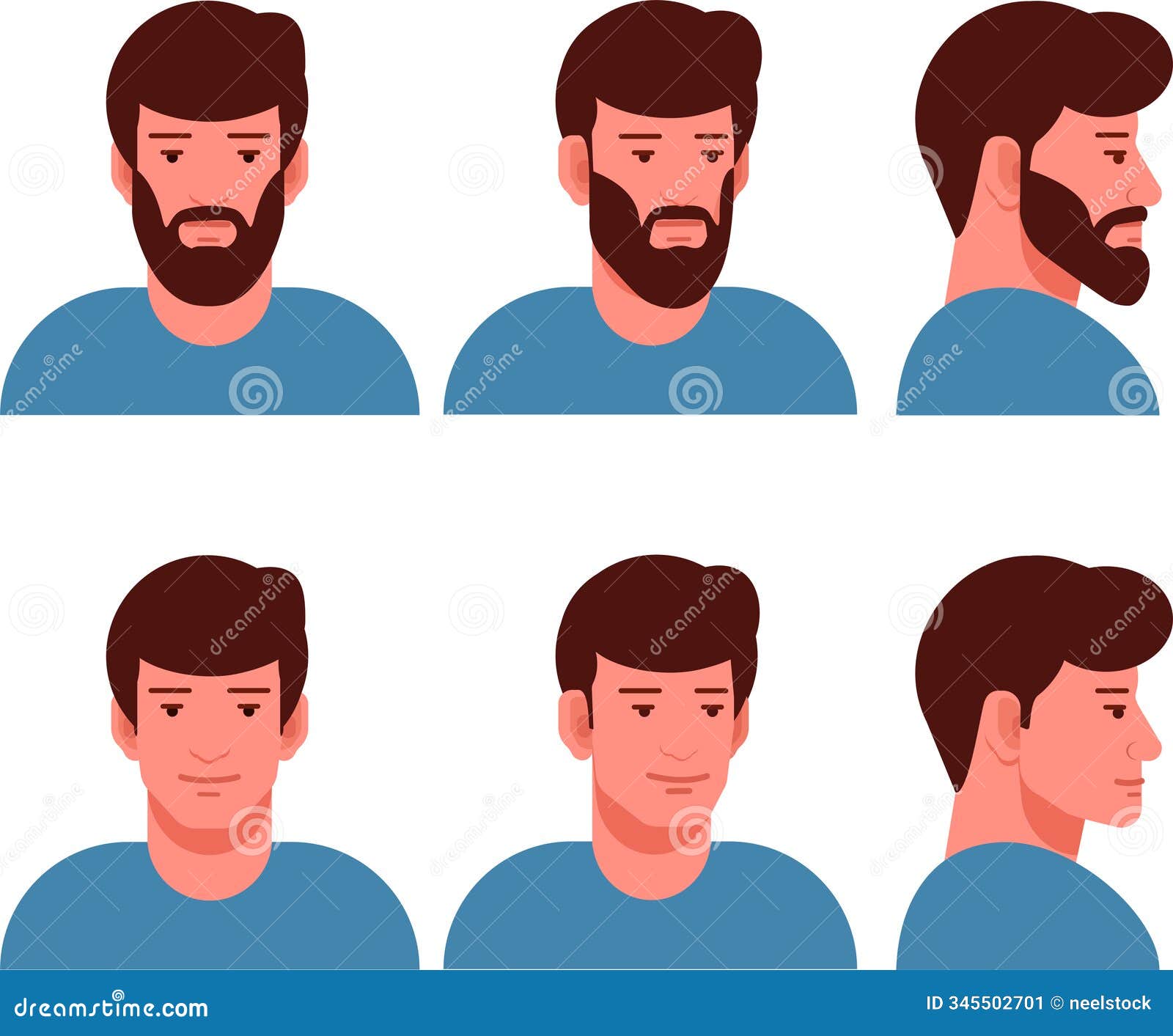 Boy Character Turnaround Model Sheet, Vector Illustration ...