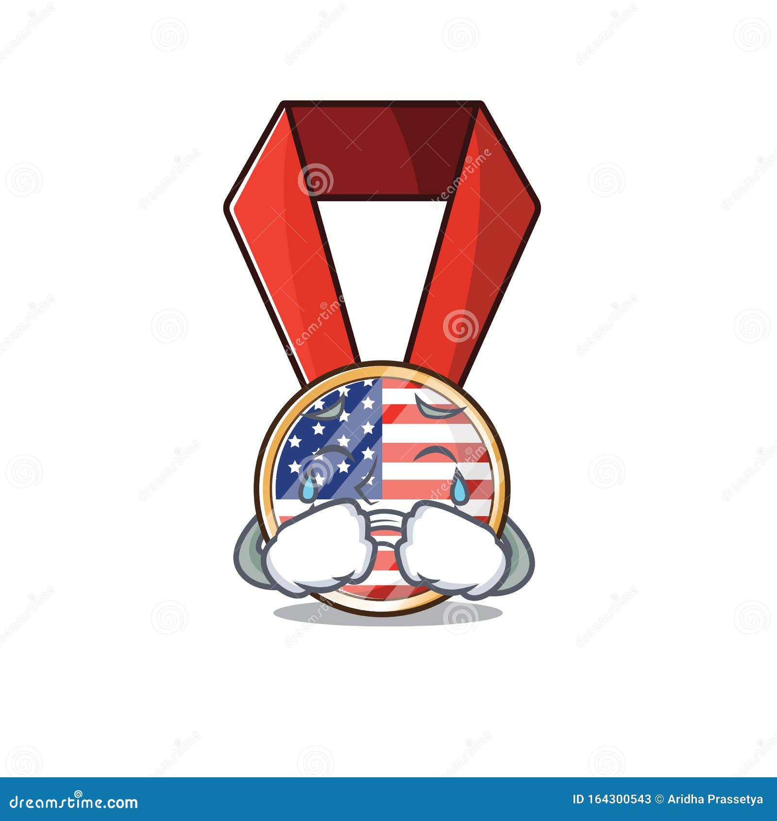 Character Usa Medal Isolated on the Crying Stock Vector - Illustration ...
