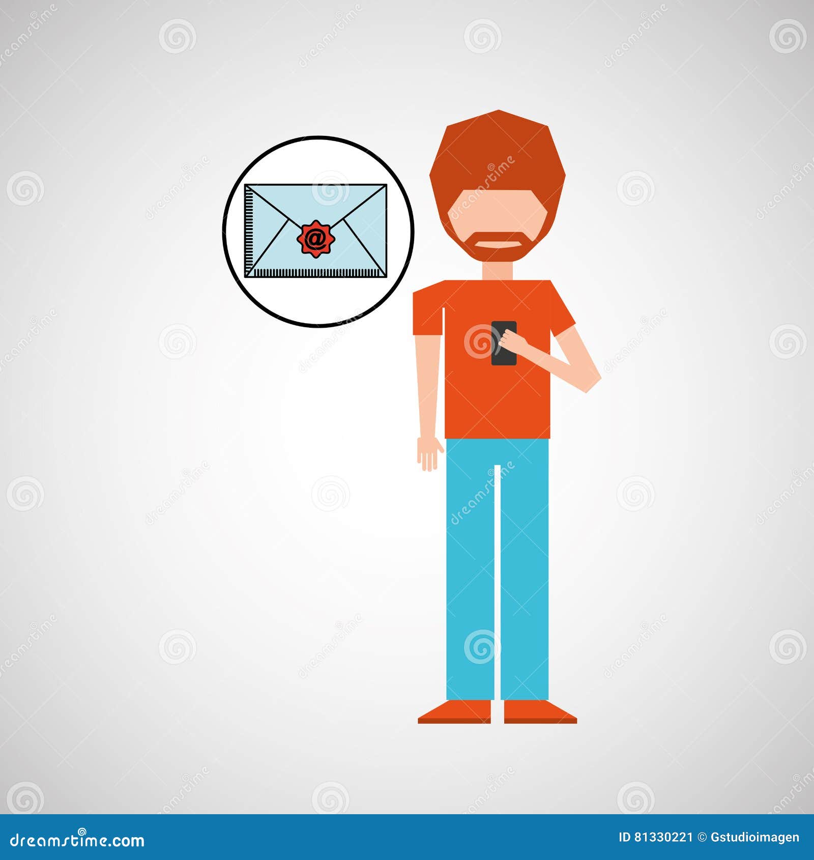 Character Using Phone Email Envelope Graphic Stock Vector ...