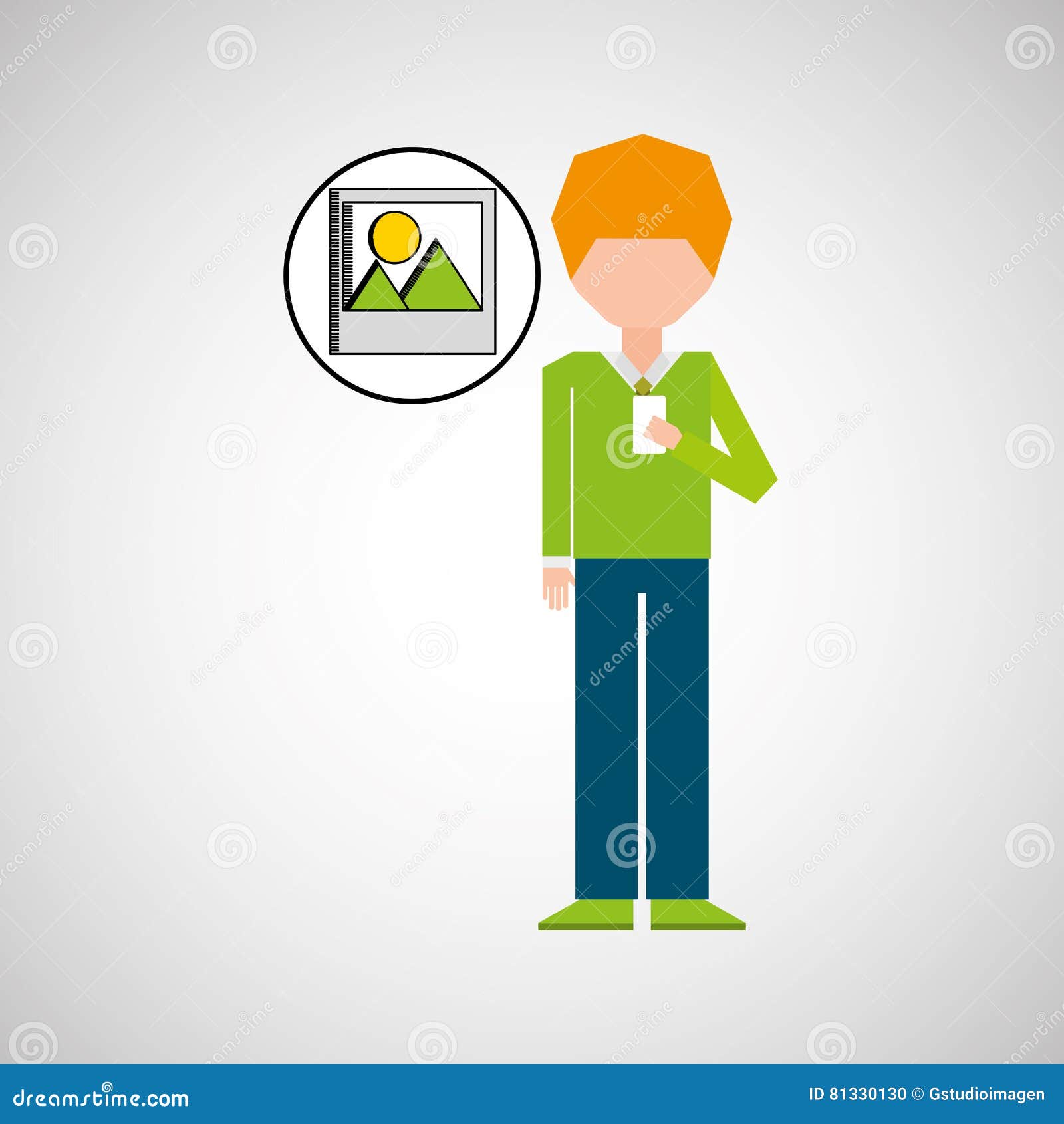 Character Using Phone Image Photo Graphic Stock Vector - Illustration ...