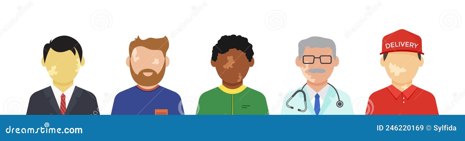 Character With Vitiligo Vector Icon, Pigmentation Skin On Different ... Character With Vitiligo Vector Icon, Pigmentation Skin On Different ...