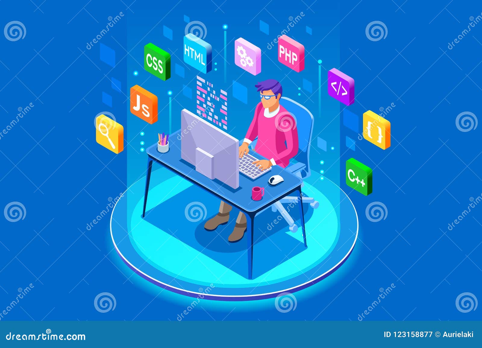 Character Writing Software Programmer Developing Website Stock Vector ... Character Writing Software Programmer Developing Website Stock Vector ...