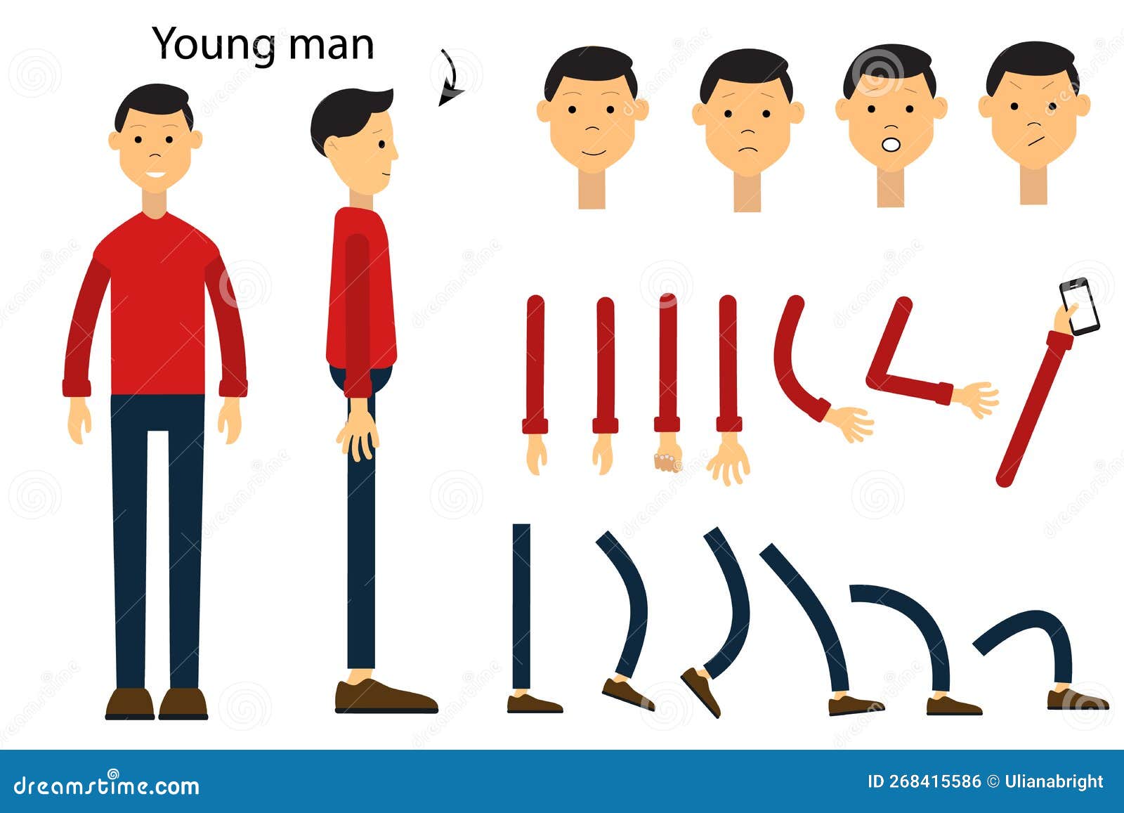The Character is a Young Man. Character for Animation. Set for Your ...