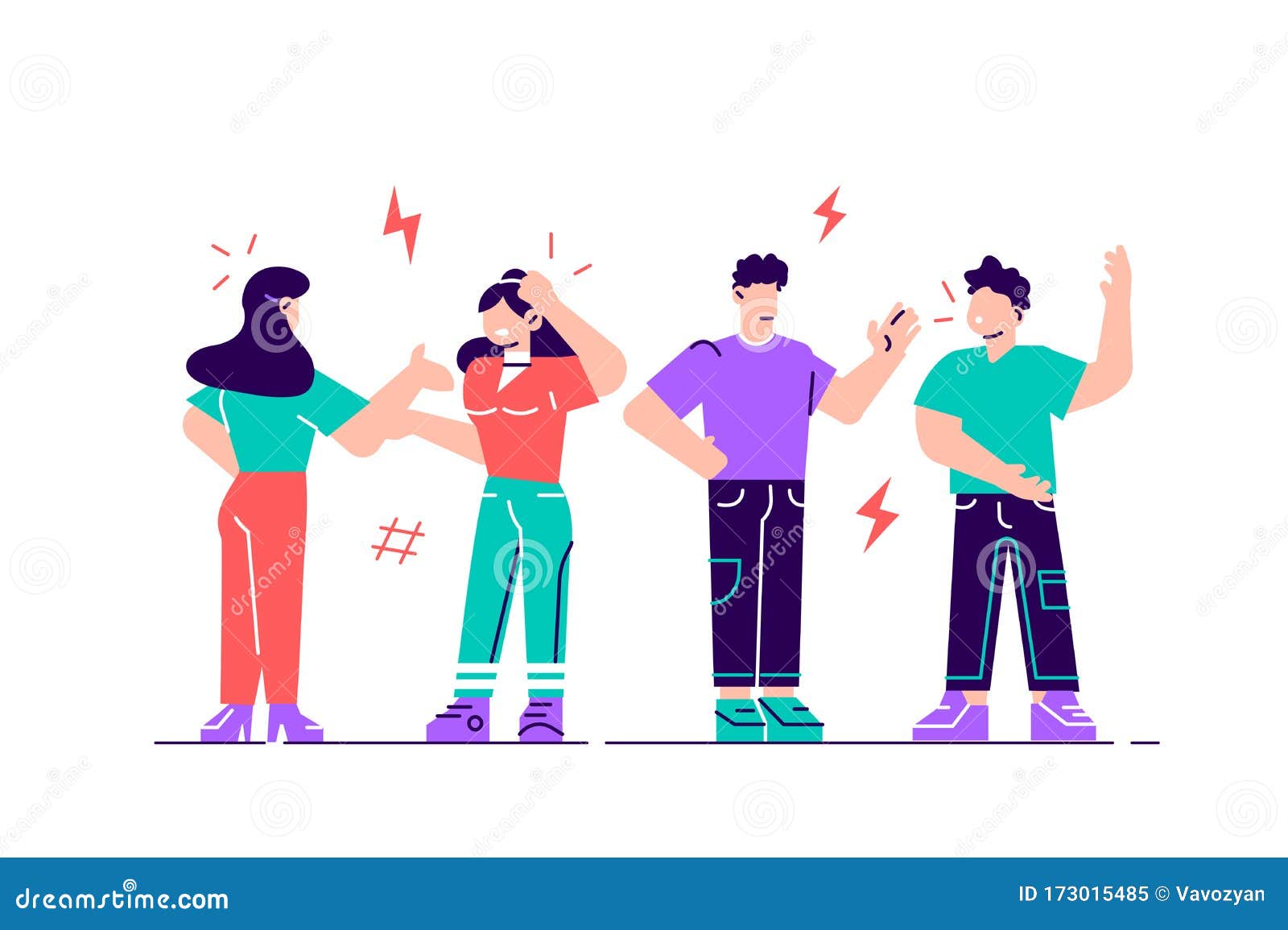 A Set of a Couple of People Quarrel and Swear Stock Vector ...