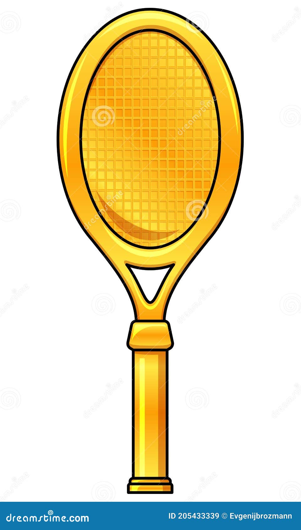 Golden Tennis Racket. Cartoon Illustration. Gold Material. Trophy Award ...