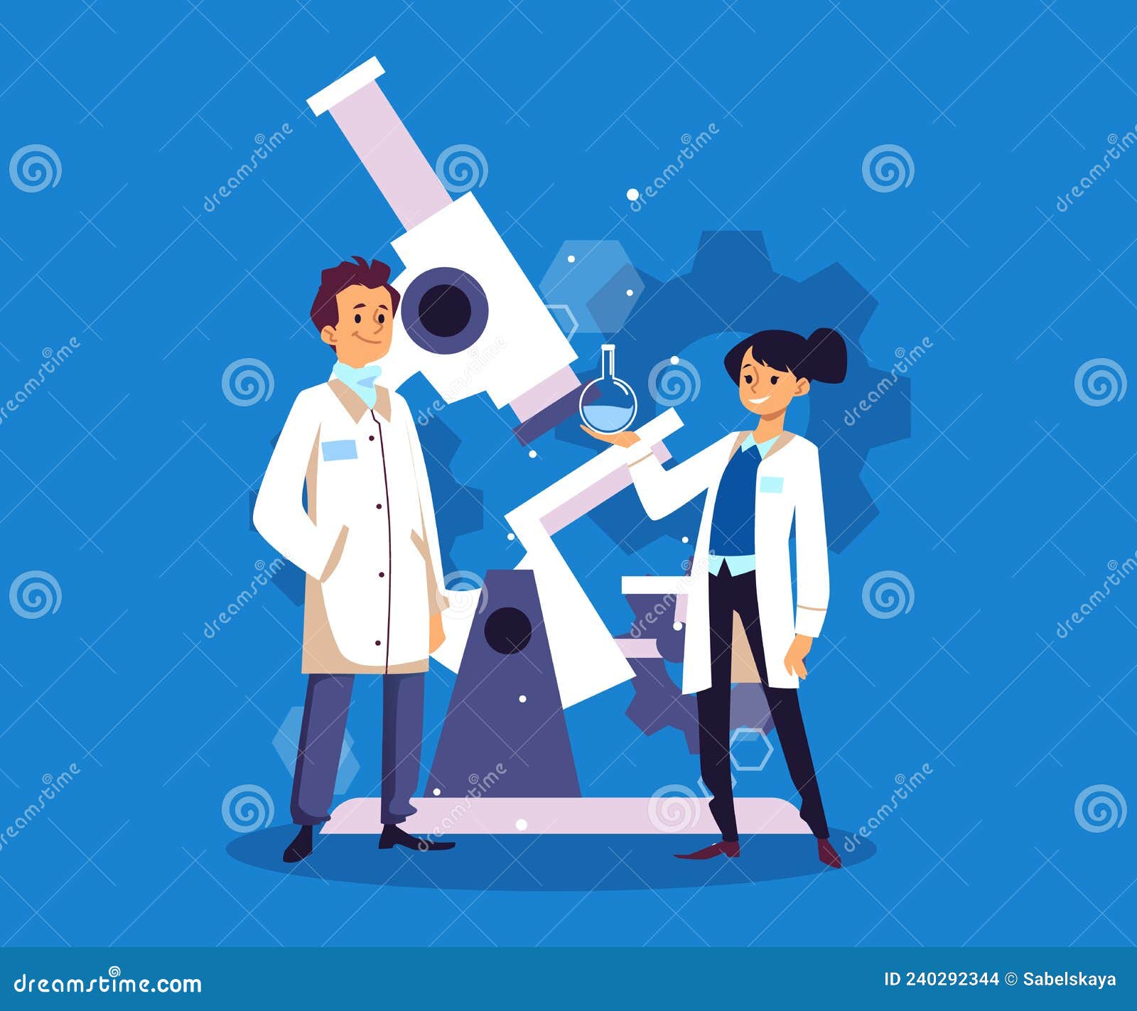 Biomedical and Bioengineering Scientists, Flat Vector Illustration ...