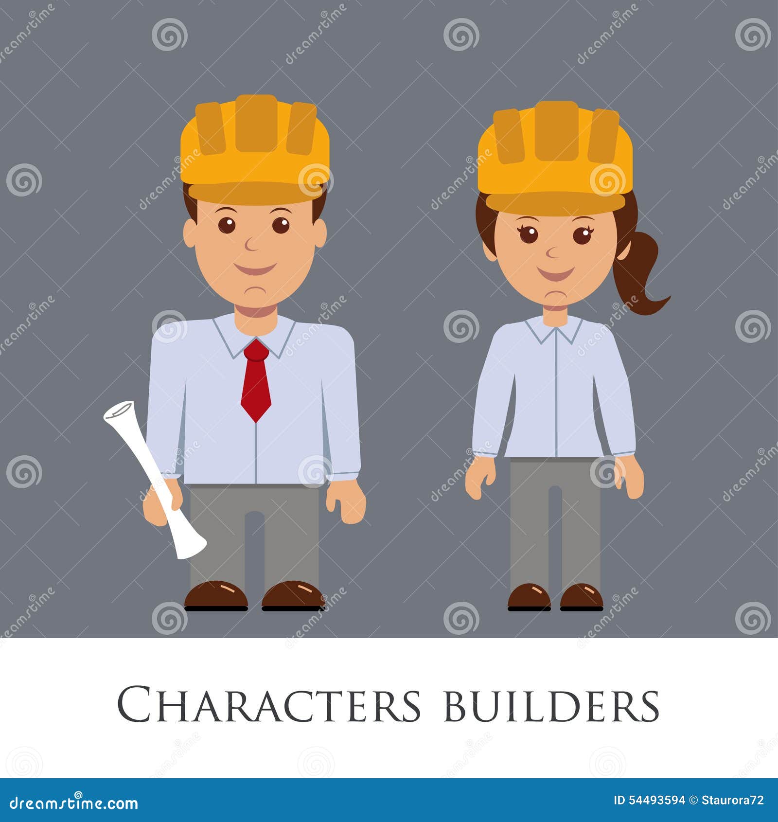 Characters builders. stock vector. Illustration of architect - 54493594
