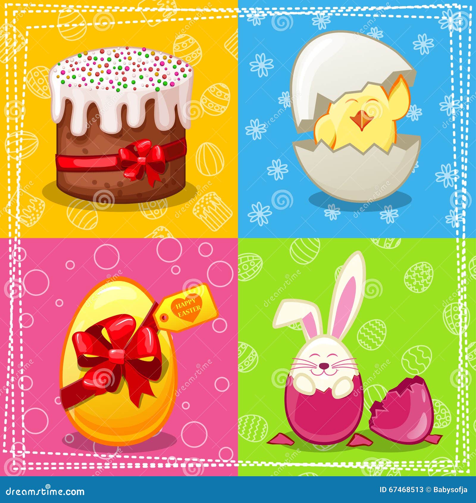 Characters Card Happy Easter Stock Vector - Illustration of basket ...