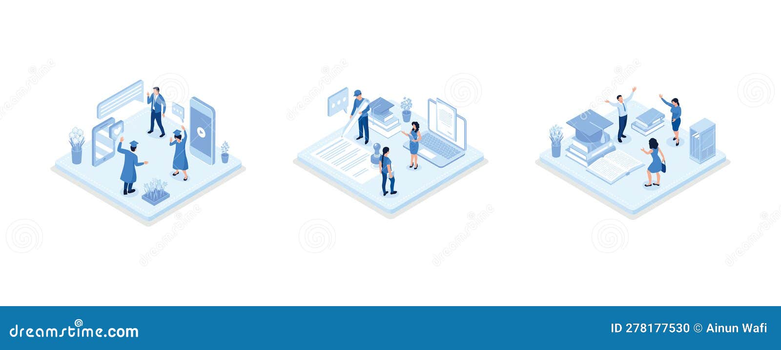 Characters Celebrating Successfully Ended Educational Course, Seminar ...