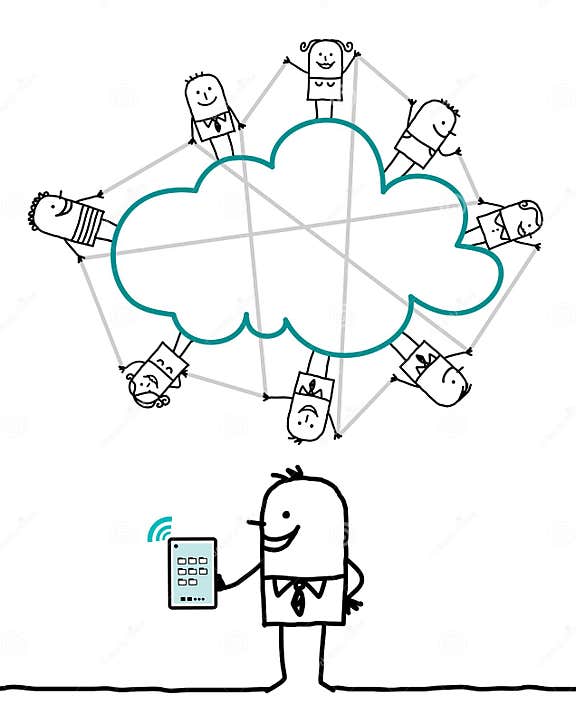 Characters and Cloud - Connected Stock Vector - Illustration of human ...