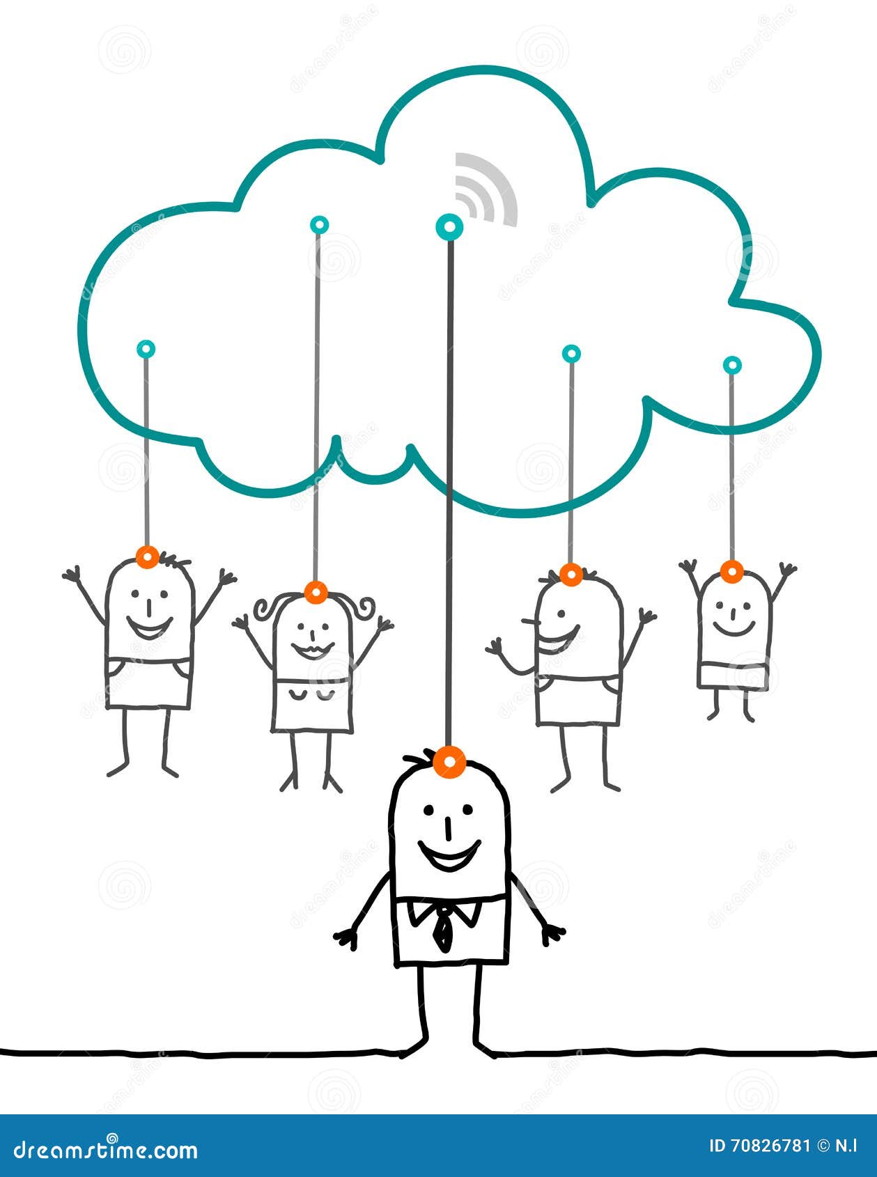 Characters and Cloud - Connected Stock Vector - Illustration of ...
