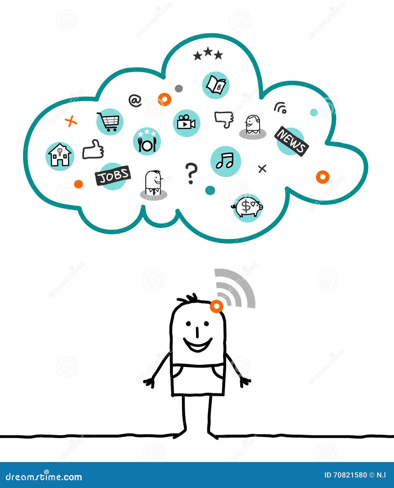 Characters and Cloud - Informations Stock Vector - Illustration of ...