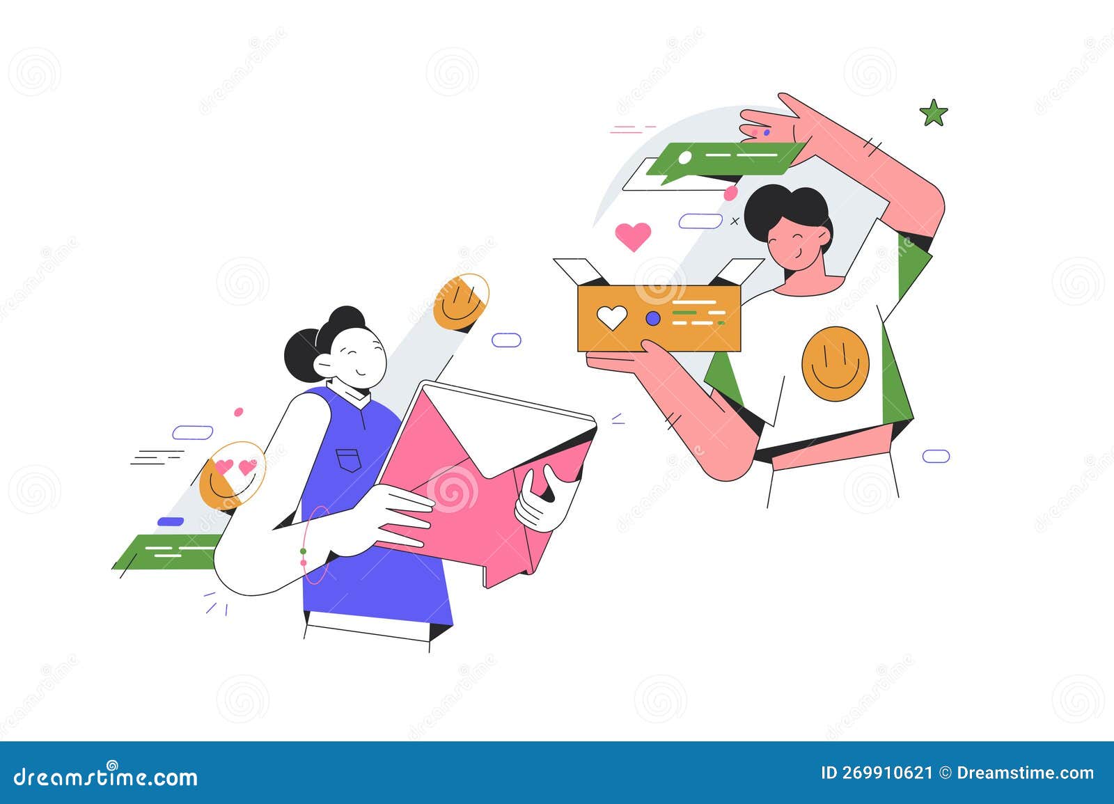 Characters Communication Message and Email Stock Illustration ...