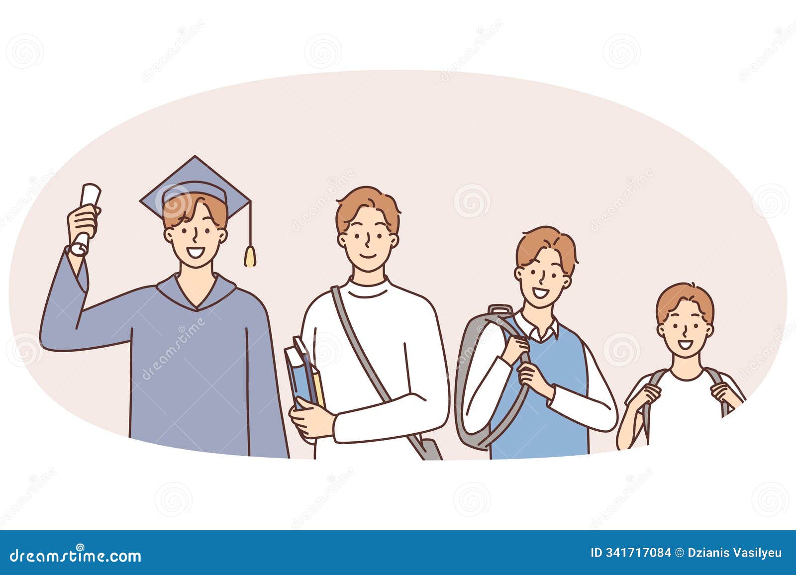 Man Different Ages. Person Growth, Teenager Baby, Grandfather And Adult ...