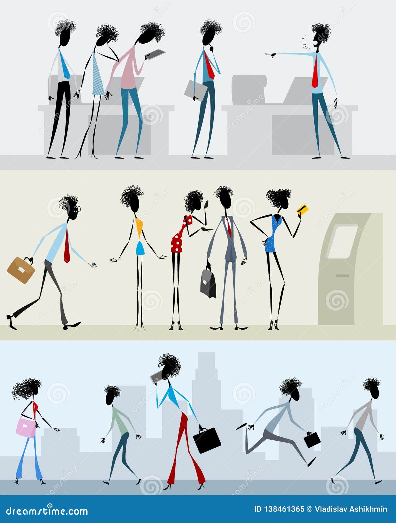 Characters in Different Situations Stock Vector - Illustration of ...