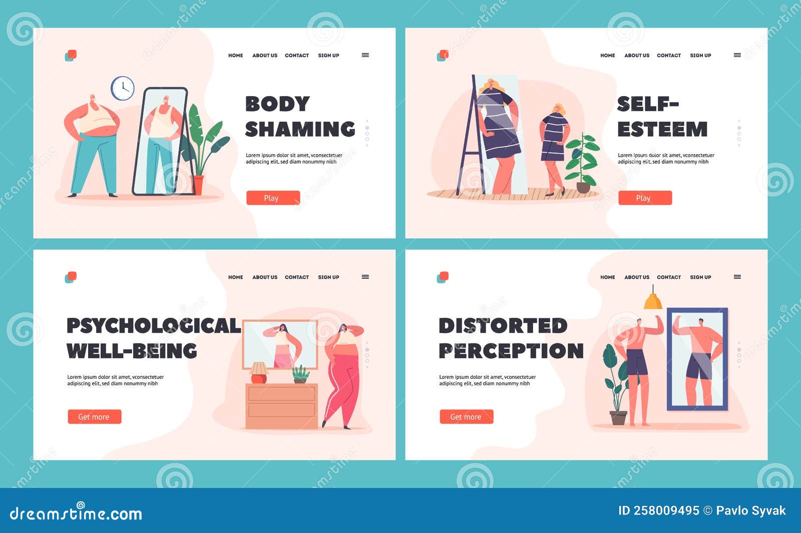 Distorted Perception Mobile App Page Onboard Screen Template. Male And ... Distorted Perception Mobile App Page Onboard Screen Template. Male And ...