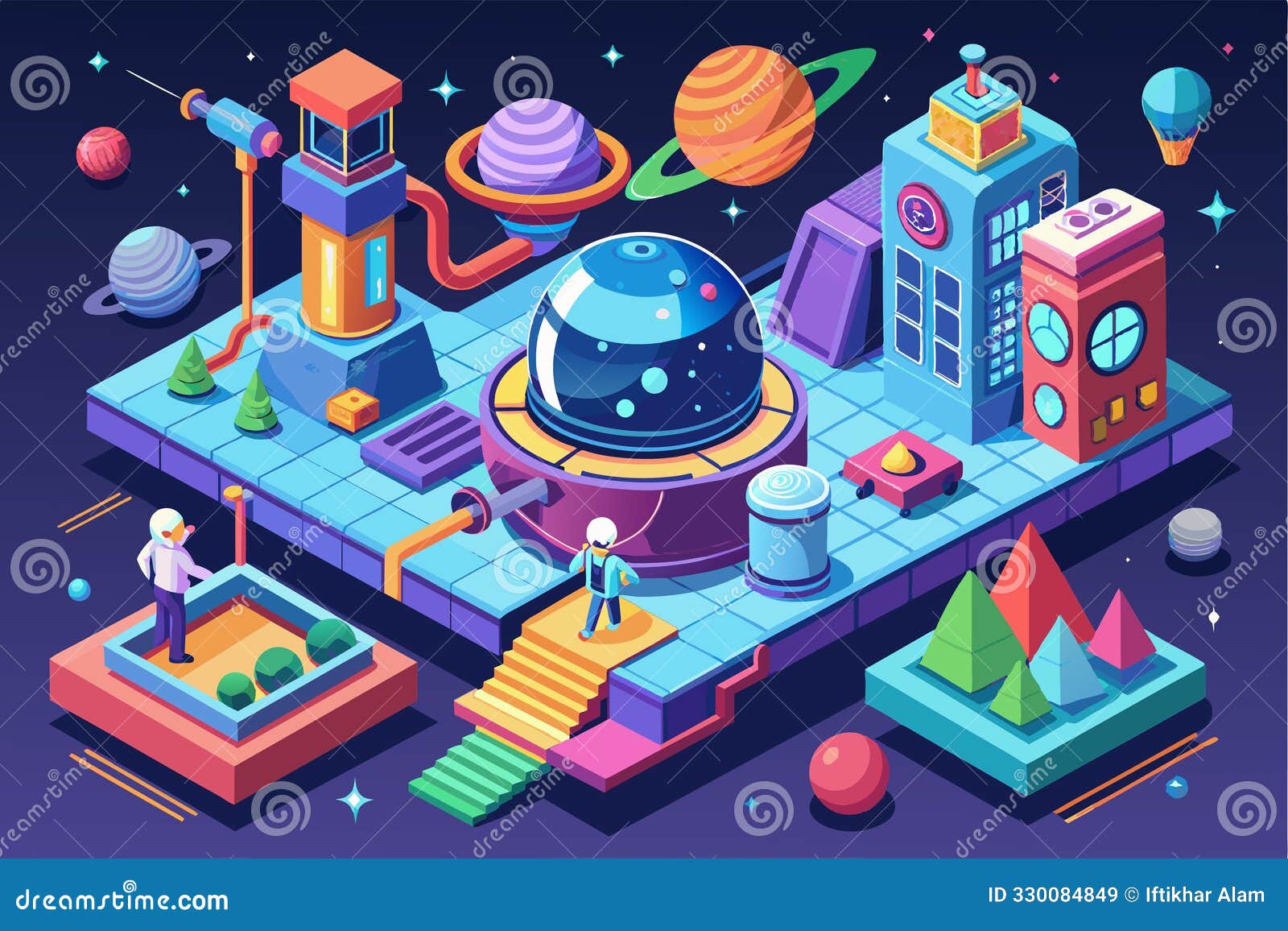 Characters Explore a Vibrant Alien Science Lab Filled with Planets ...