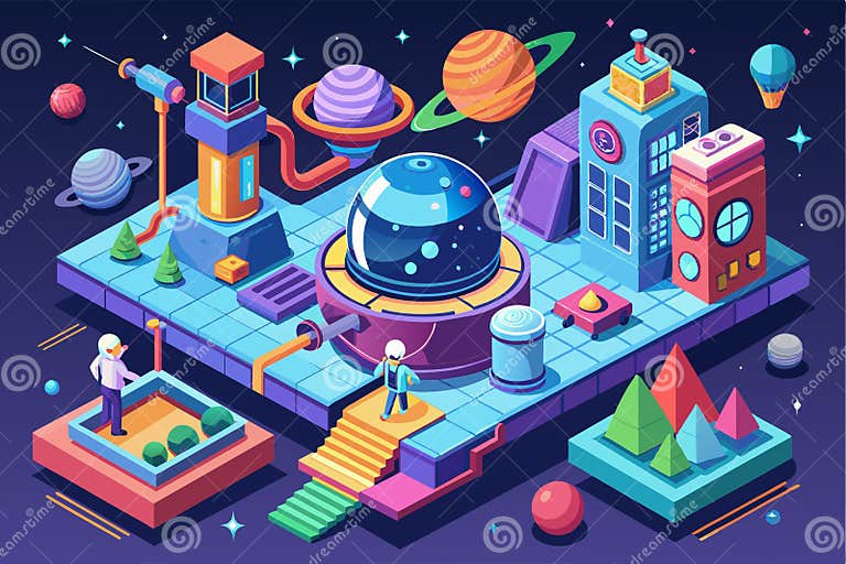 Characters Explore a Vibrant Alien Science Lab Filled with Planets ...