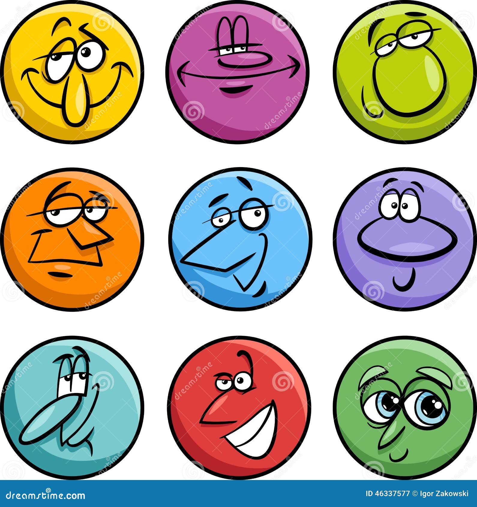 Characters Faces Cartoon Illustration Set Stock Vector - Illustration ...