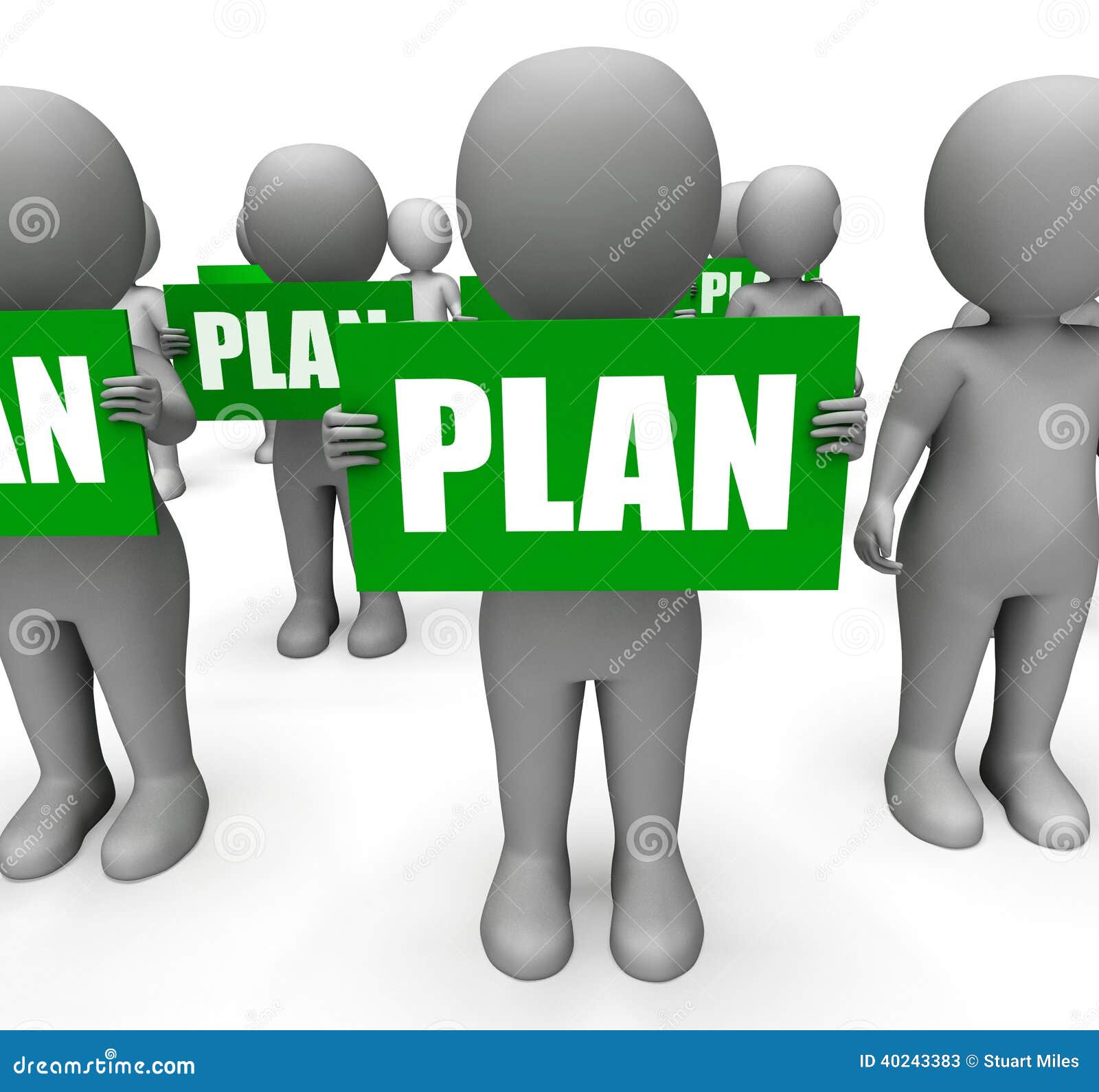 Characters Holding Plan Signs Show Objectives Stock Illustration ...