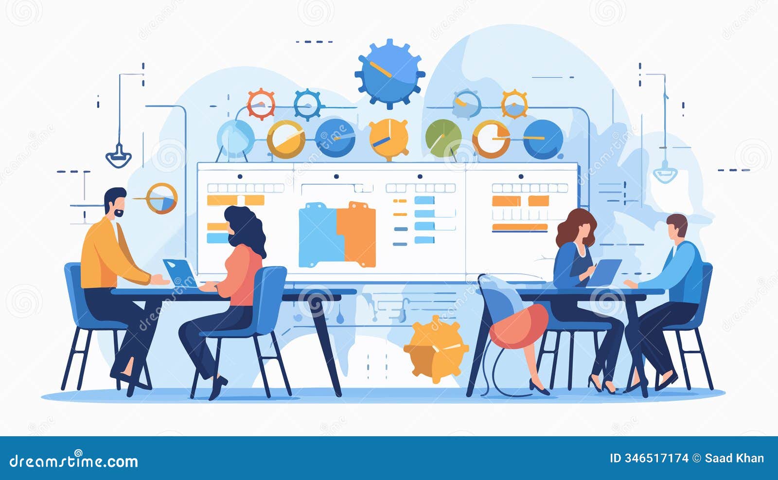Characters At Huge Eisenhower Matrix Vector Illustration ...