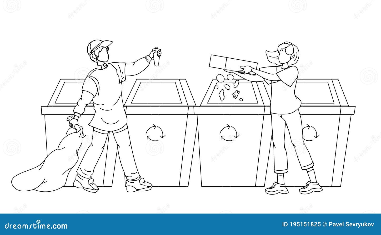 Characters Human Sorting Recycling Garbage Vector Illustration Stock ...