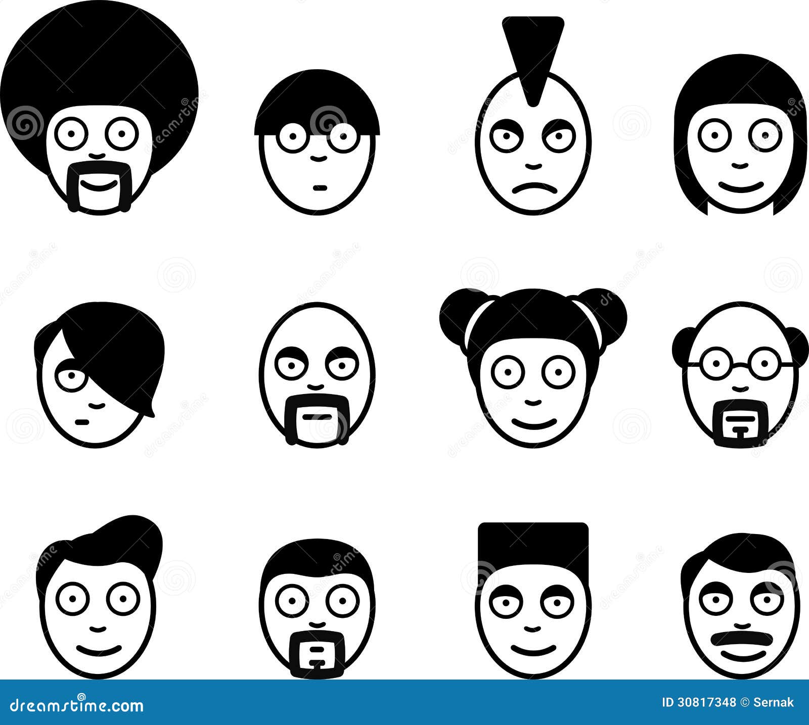 Characters icon set stock vector. Illustration of punk - 30817348