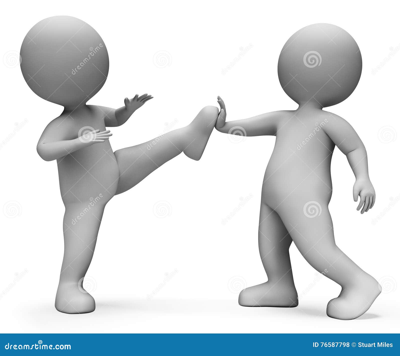 Characters Karate Means Kick Boxing and Attack 3d Rendering Stock ...