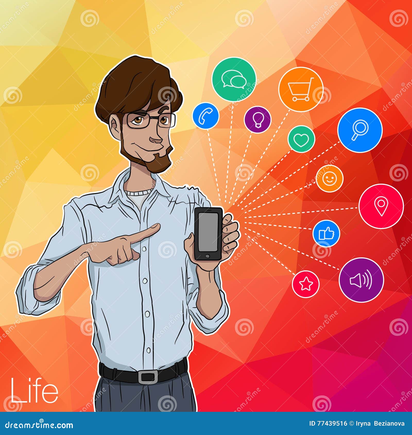 Characters with Mobile App Notification Stock Vector - Illustration of ...