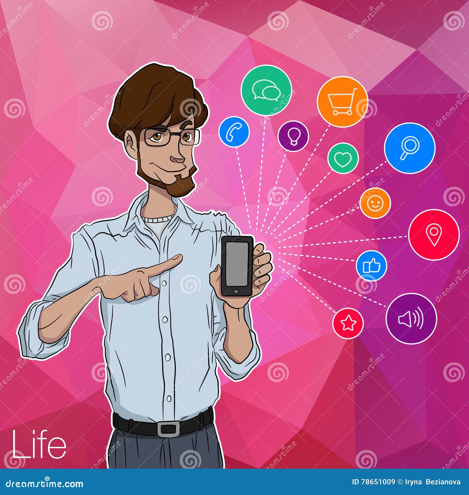 Characters with Mobile App Notification Stock Vector - Illustration of ...