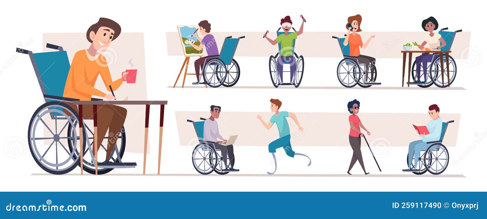 Characters Multinacional Diverse People Making daily Routine Working ...