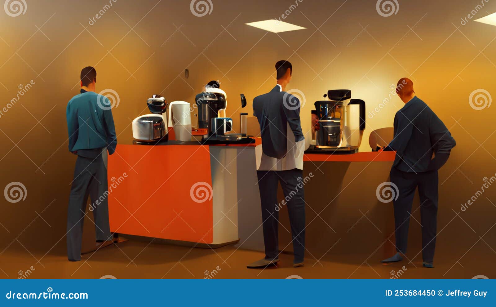 Characters, Office Staff Standing Around Talking And Having A Coffee In ...