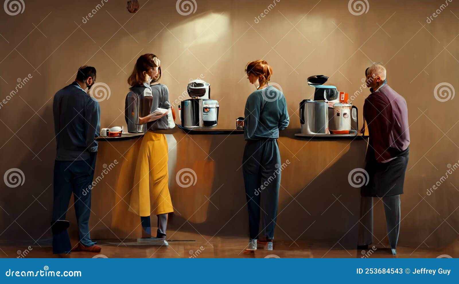 Characters, Office Staff Standing Around Talking And Having A Coffee In ...