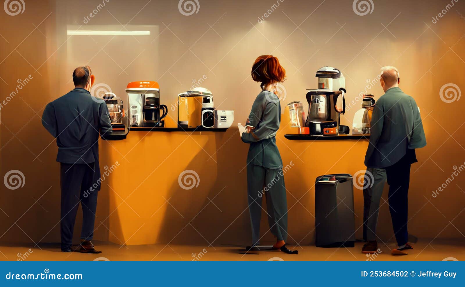 Characters, Office Staff Standing Around Talking And Having A Coffee In ...