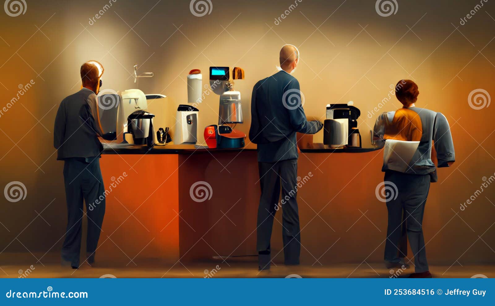Characters, Office Staff Standing Around Talking And Having A Coffee In ...